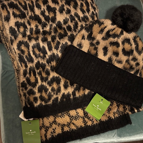kate spade | Accessories | Nwt Kate Spade Animal Print Scarf And Hat ...